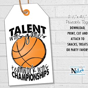 Basketball Good Luck Tags, Basketball Team Treat Labels, Printable ...