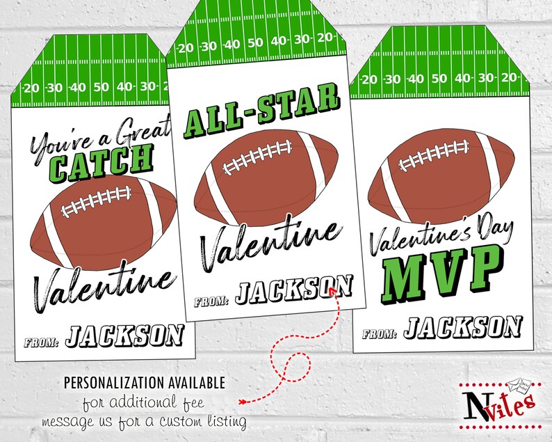 Football Valentine's Day Tags, All Star MVP Cards (printable Digital ...