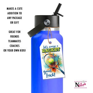 Tennis Good Luck Tags, Tennis Team Let's Cause a Racket Treat Tags or ...