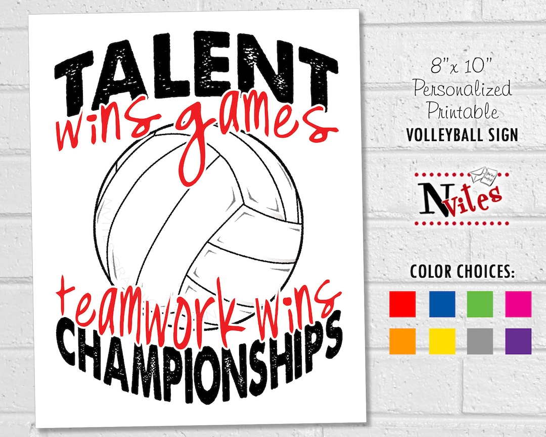 Volleyball Teamwork Locker Sign, Printable Motivational Quote in Team ...
