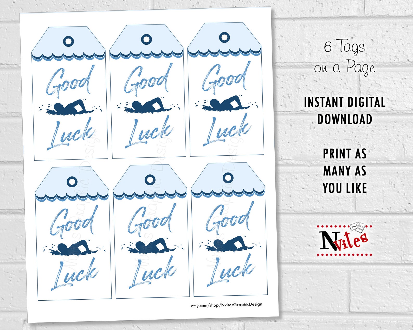 Swim Good Luck Tags Swim and Dive Team Treat Labels - Etsy
