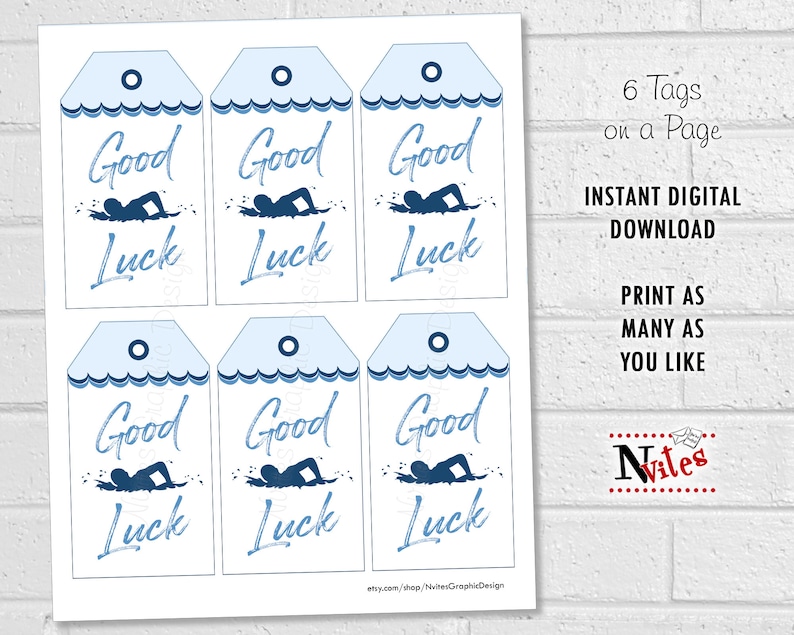 Swim Good Luck Tags Swim and Dive Team Treat Labels - Etsy