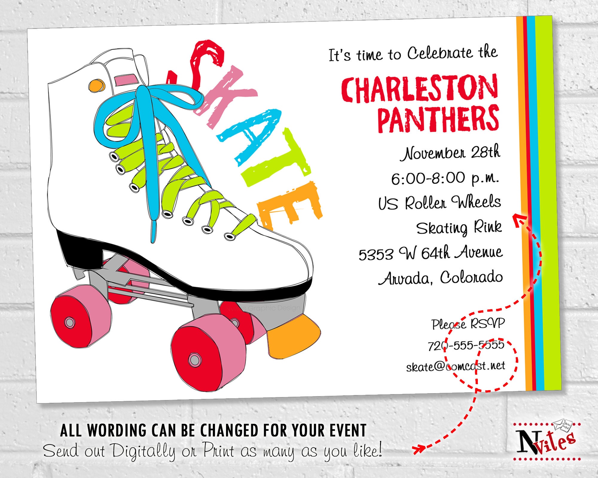 Skating Invitations Printable Ice Skating Party Invitation