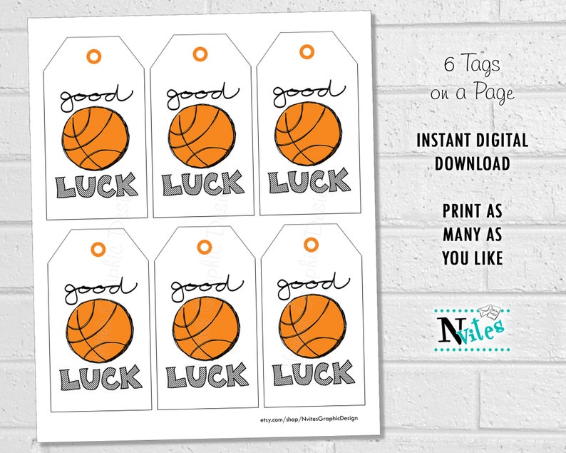 Basketball Good Luck Tags Basketball Team Treat Labels - Etsy
