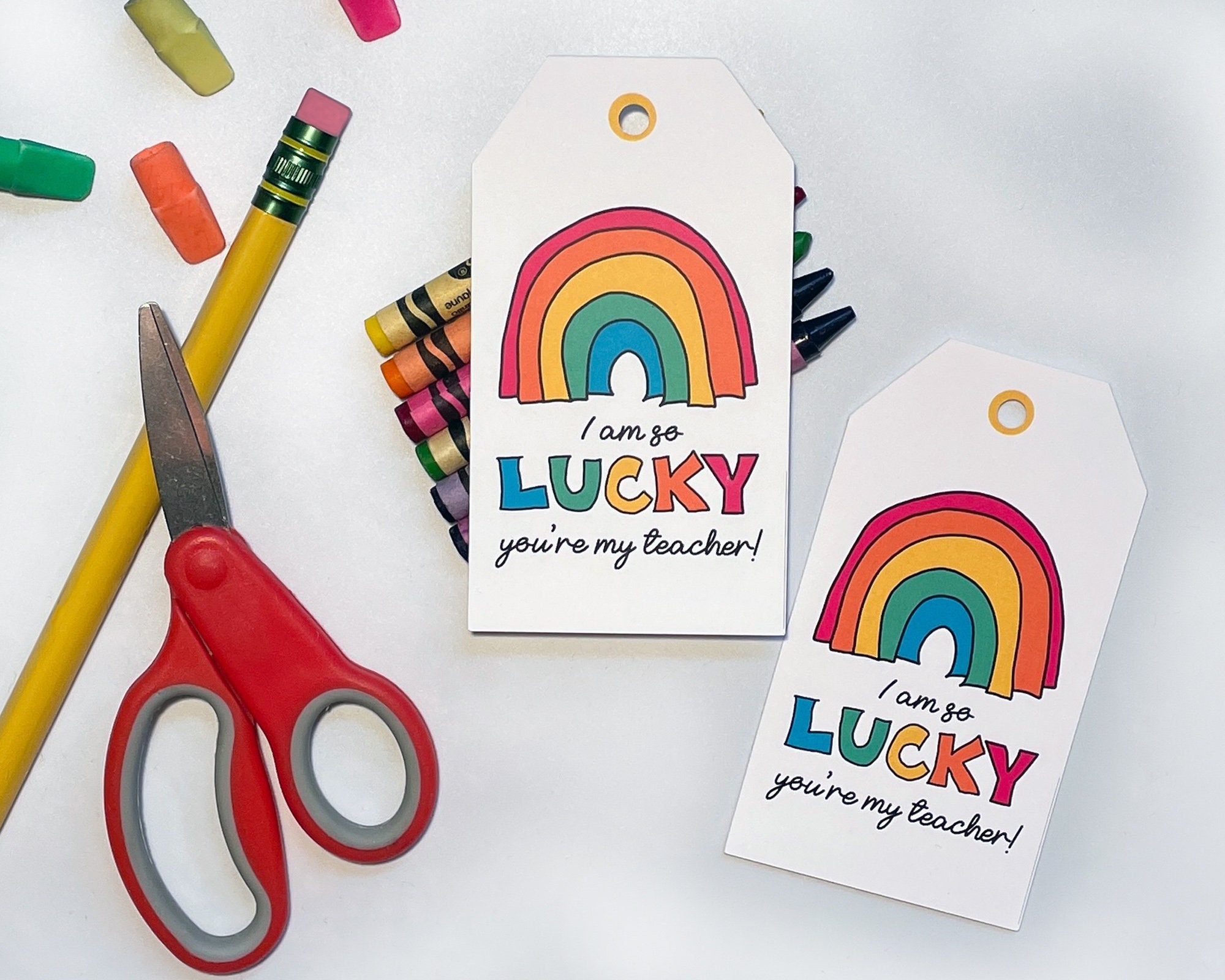 Teacher Appreciation Lucky You're My Teacher Tags Rainbow - Etsy