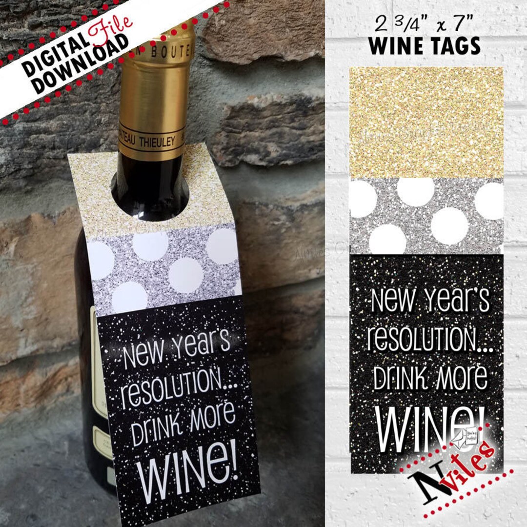 New Year's Resolution Wine Tags Printable 2024 New - Etsy