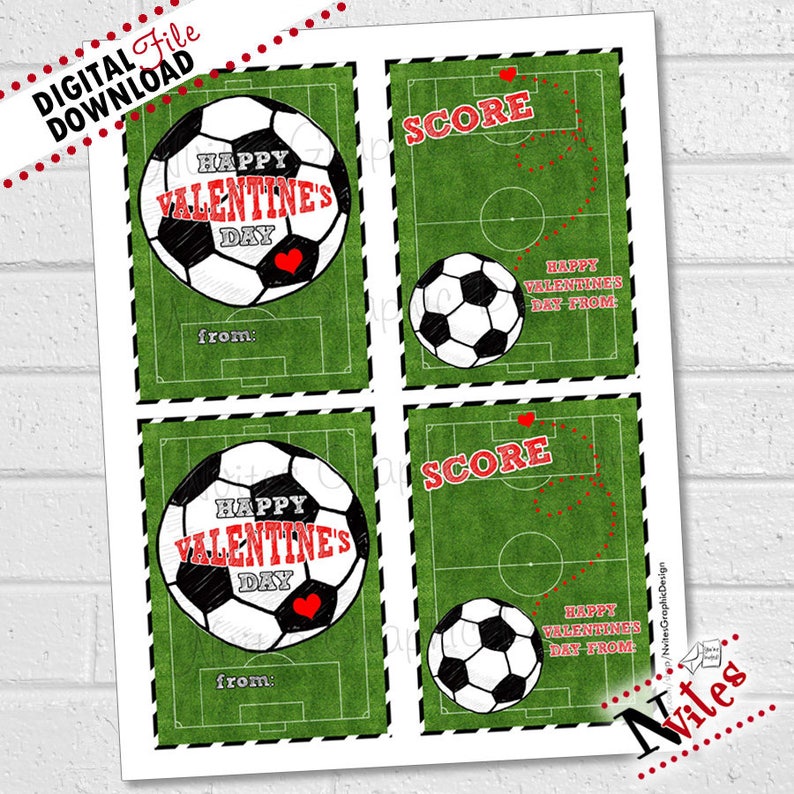 Soccer Valentine Cards Printable Kids Classroom Valentines | Etsy