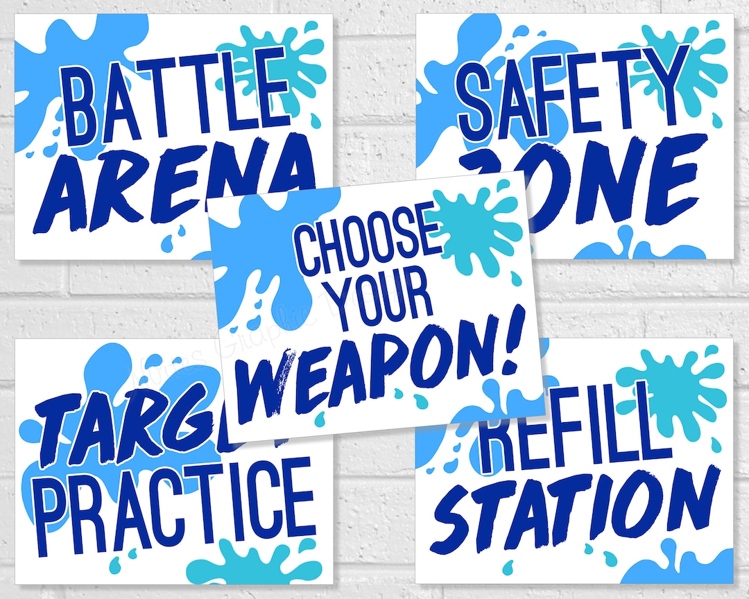Water War Party Signs, Water Balloon Fight Display Signs, Splash Park ...
