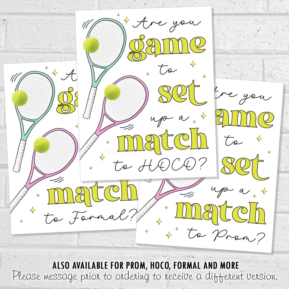 Tennis Prom Proposal Sign, Game Set Match Printable Poster (digital ...