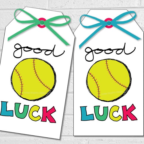 Softball Good Luck Tags Softball Team Treat Labels Printable - Etsy