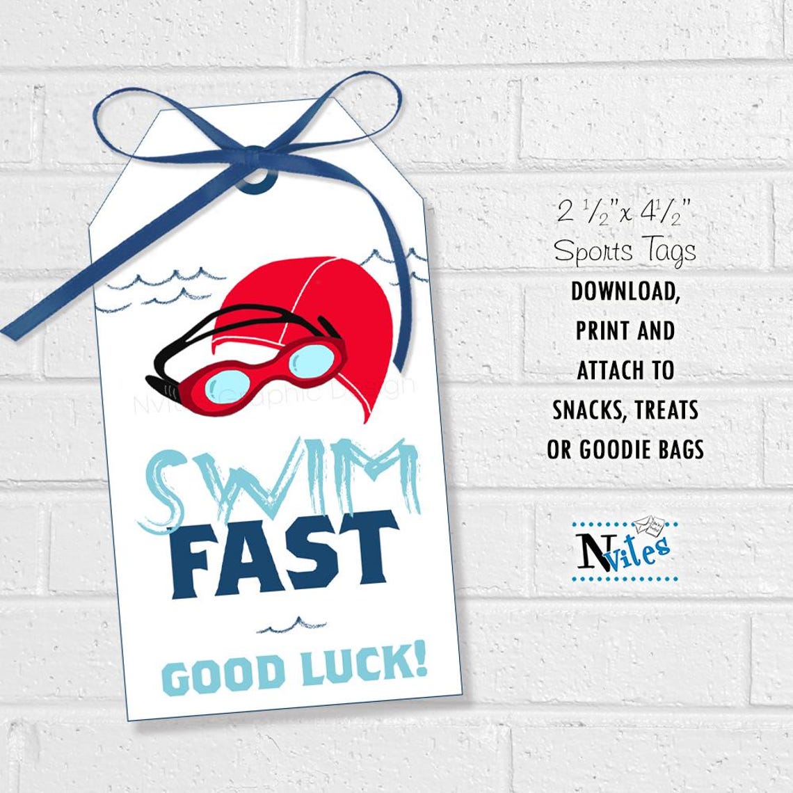 Swim Team Treat Tags, Good Luck Swimmer Gift (digital Download) - Etsy