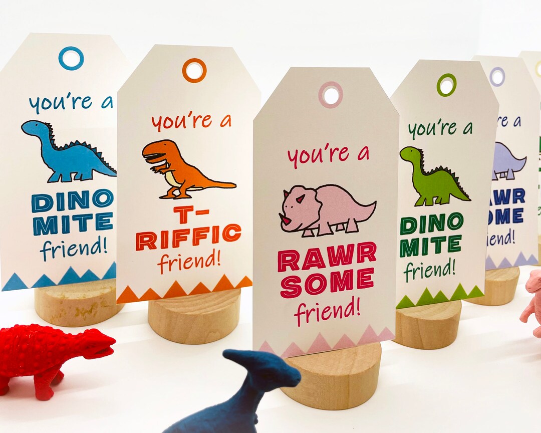 Dinosaur Valentine Tags, Dinomite Friend Party Favors, T Rex Printable ...