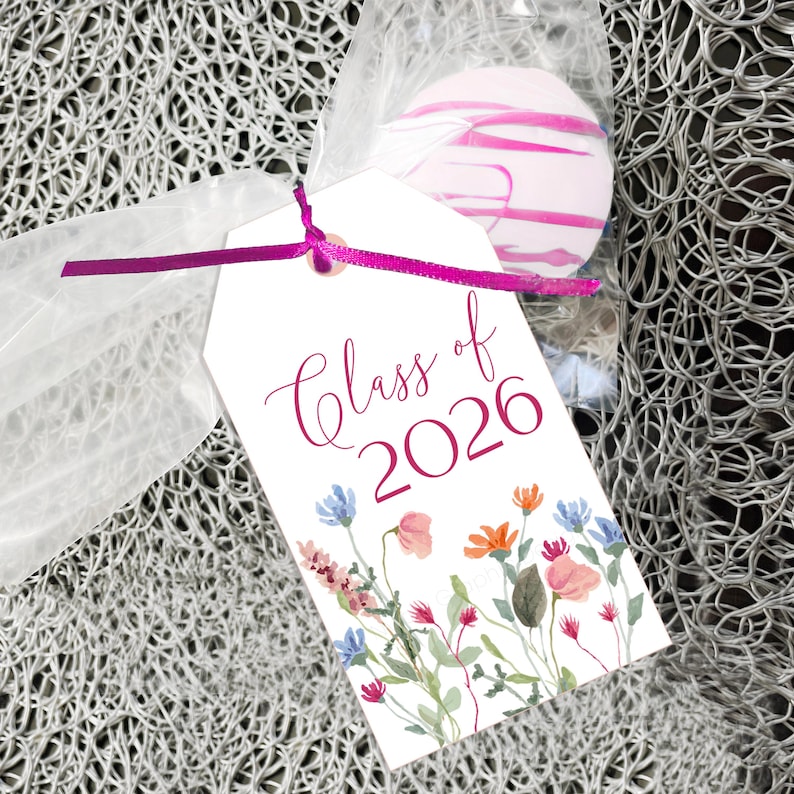 Wildflower Graduation Tags, Class of 2026 Floral Party Favors and Decor ...
