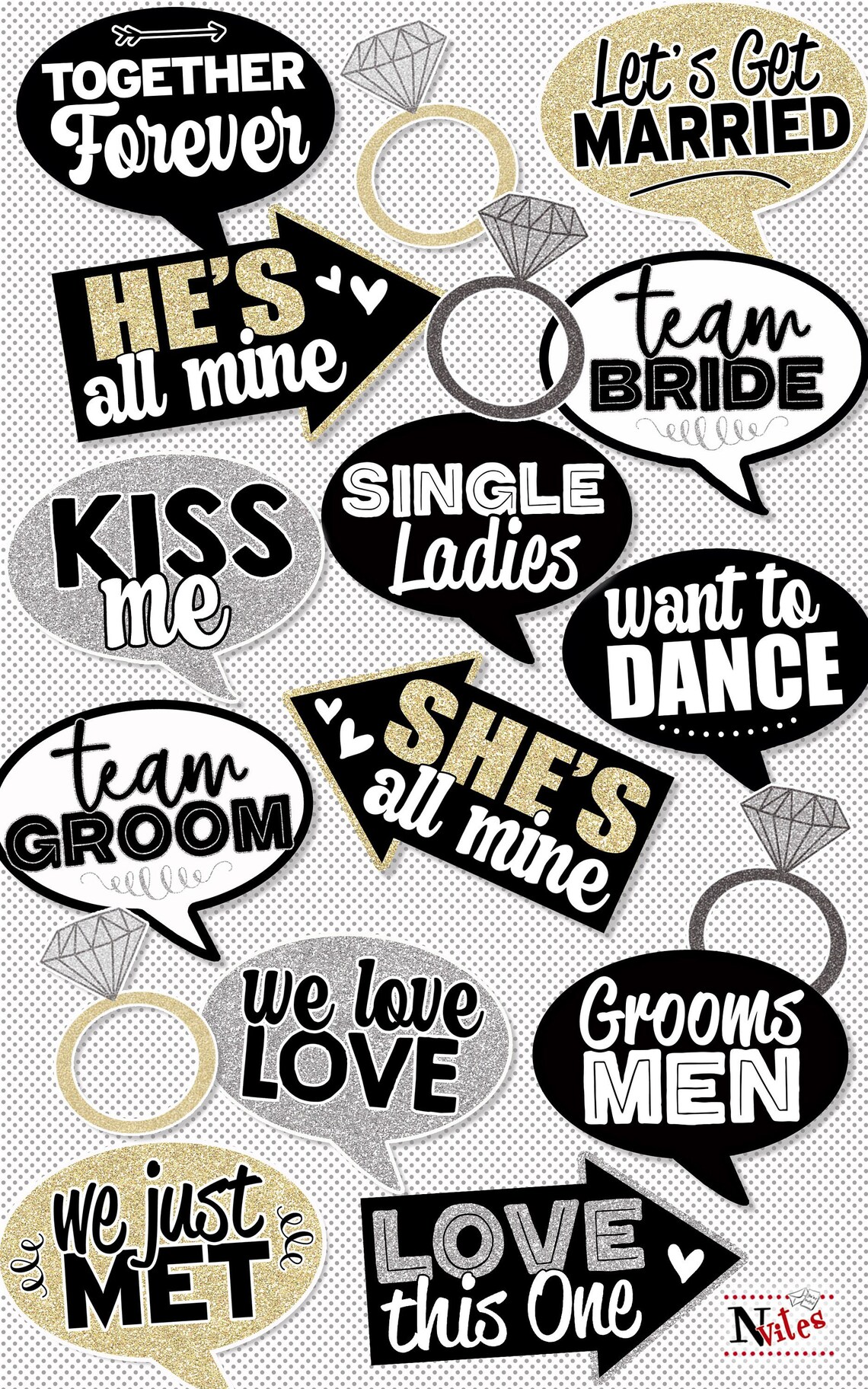 Wedding Photo Booth Props, Team Bride and Groom Reception Signs ...