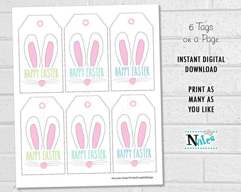 Easter Bunny Printable Tags Easter Treat Labels Easter Bunny | Etsy