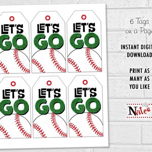 Baseball Good Luck Tags, Baseball Team Treat Labels, Printable Baseball ...