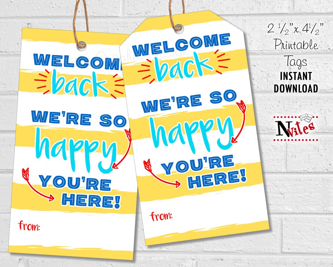 Back to School Gift Tags, Teacher Goodie Bag Welcome, Printable Happy ...