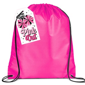 Cheer Pink Out Game Day Treat Tags, Dance Good Luck Goodie Bag Wrap ...