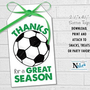Soccer Great Season Tags, Printable End of Season Soccer Team Favor ...