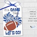 Cheer and Football Good Luck Tags, Football Game Treats, Printable Blue ...