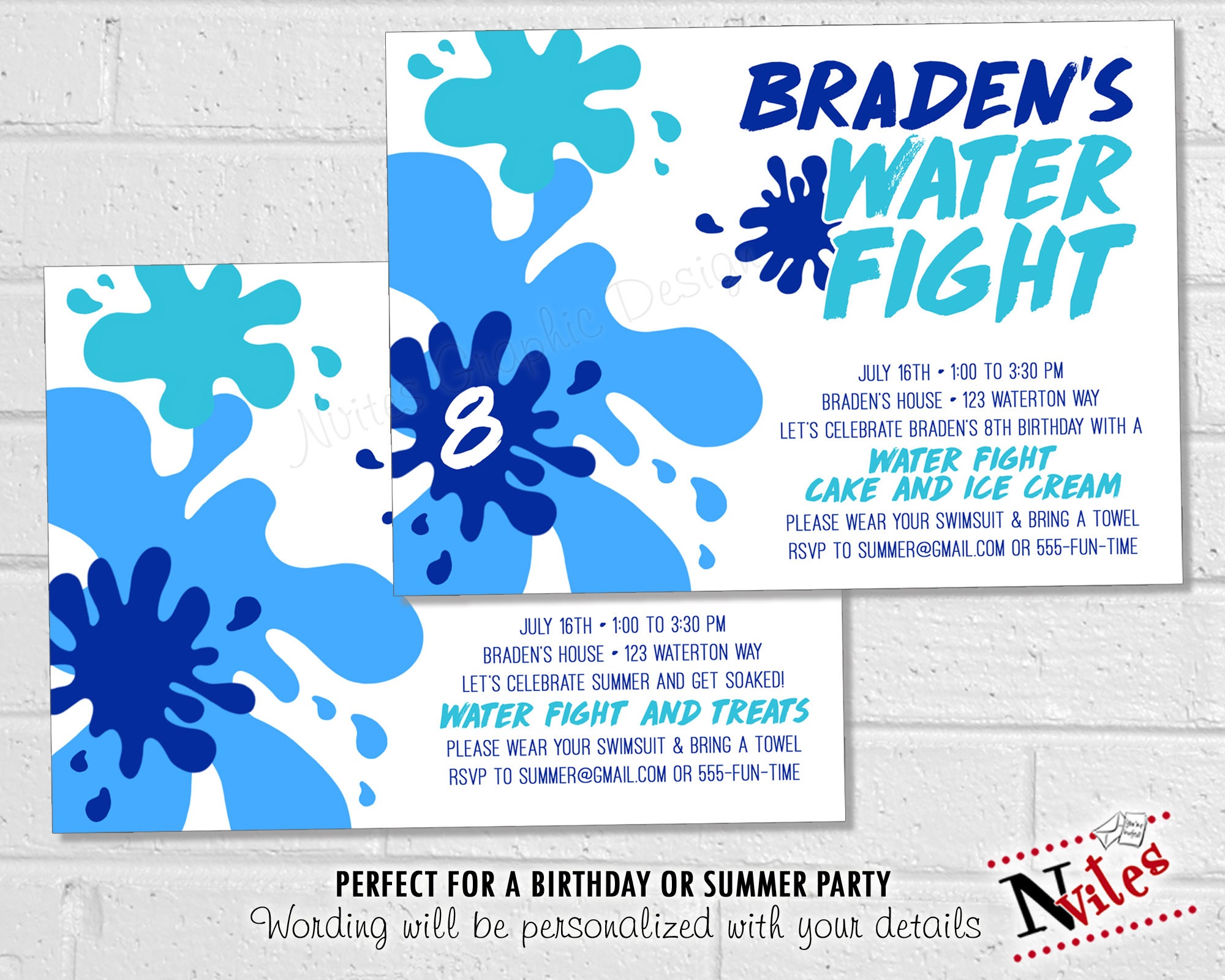 Water Fight Birthday Party Invitation Splash Park Party - Etsy Australia