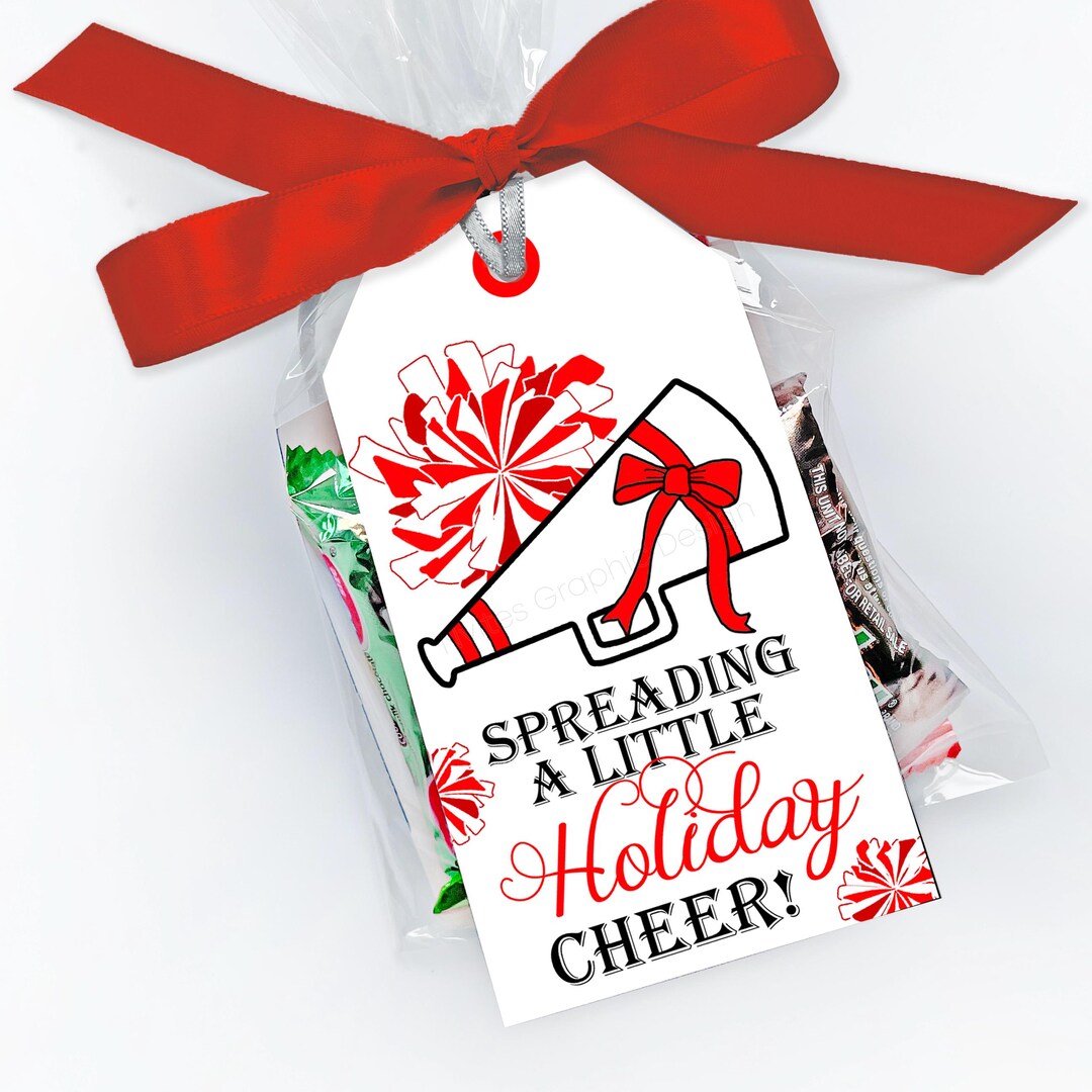 Spreading a Little Holiday Cheer Tags, Cheerleading Team Treat Labels ...