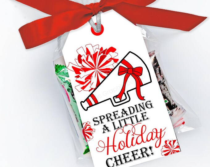 Spreading a Little Holiday Cheer Tags, Printable Cheerleading and Pom ...