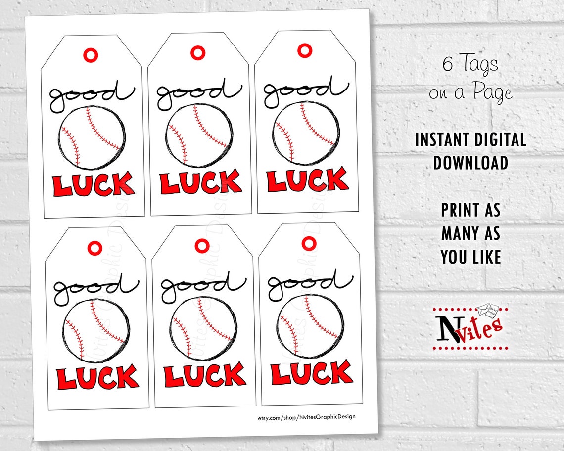 Baseball Good Luck Tags Baseball Team Treat Labels Printable - Etsy