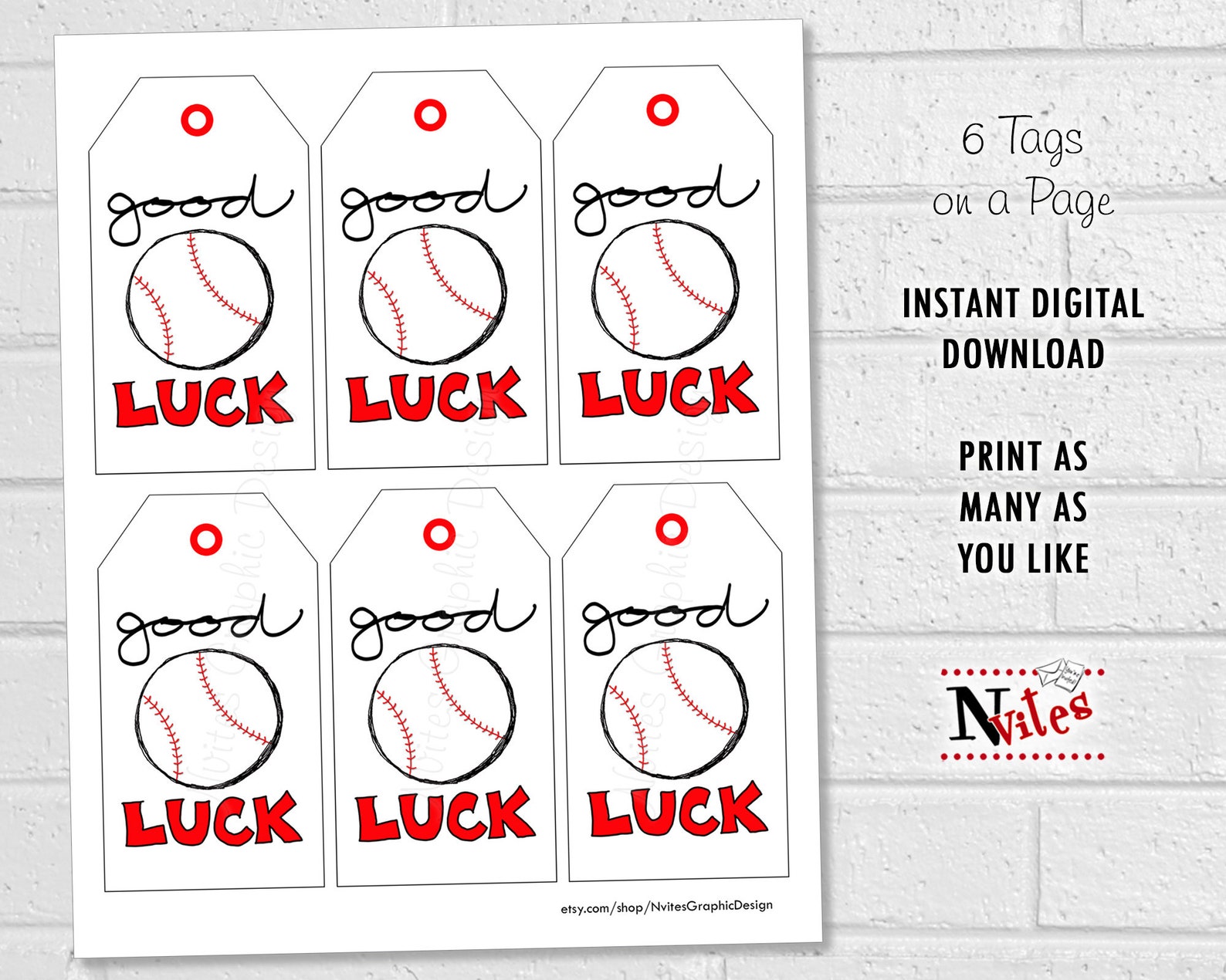 Baseball Good Luck Tags Baseball Team Treat Labels Printable - Etsy