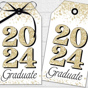 2024 Graduate Tags, Class of 2024 Party Favor Tags, Glitter Grad Thank ...
