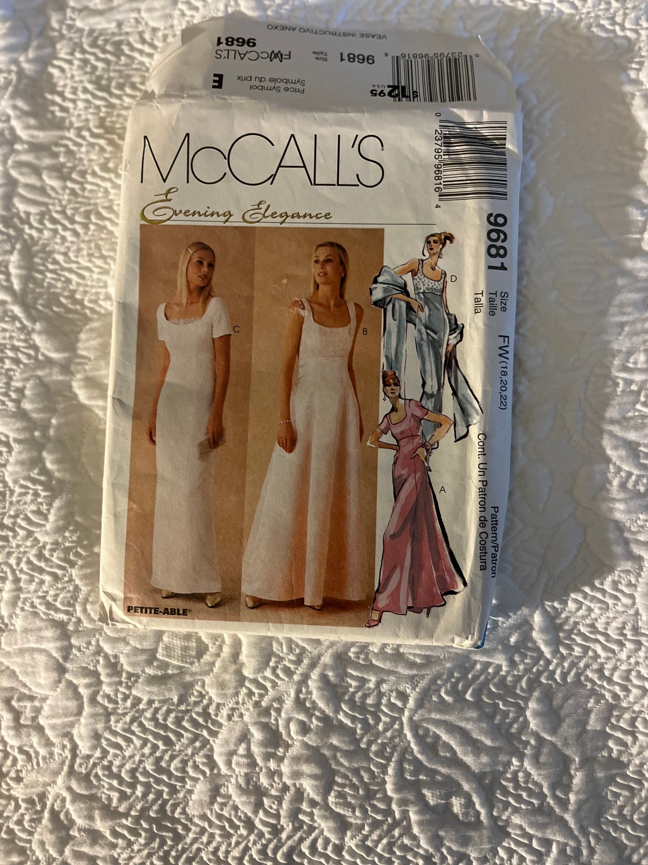 Mccalls Vintage 1998 Sewing Pattern No. 9681 Evening Bridesmaid Dresses ...