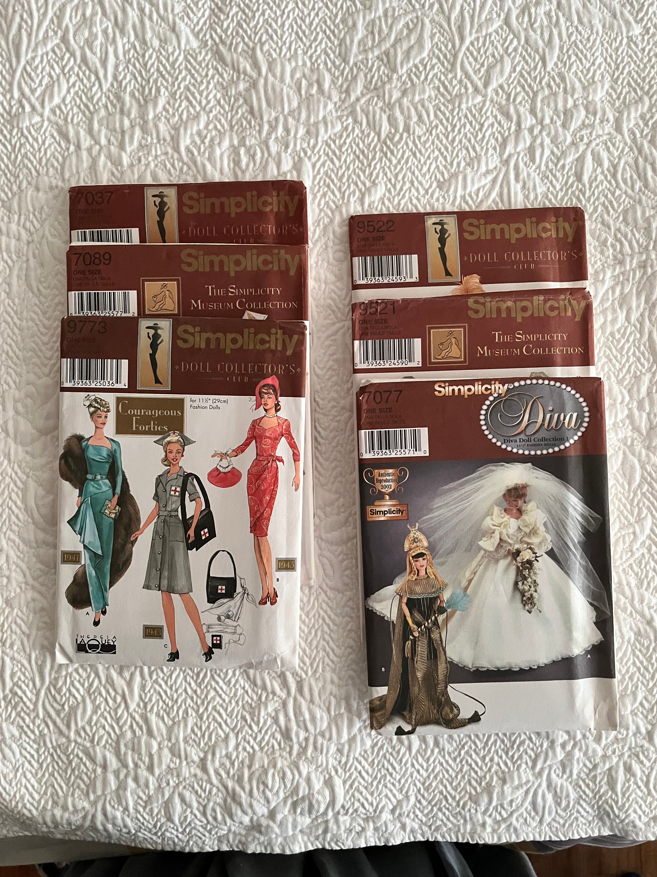 Simplicity Doll Collectors Club Lot of 6 Uncut Sewing Patterns 9773 ...