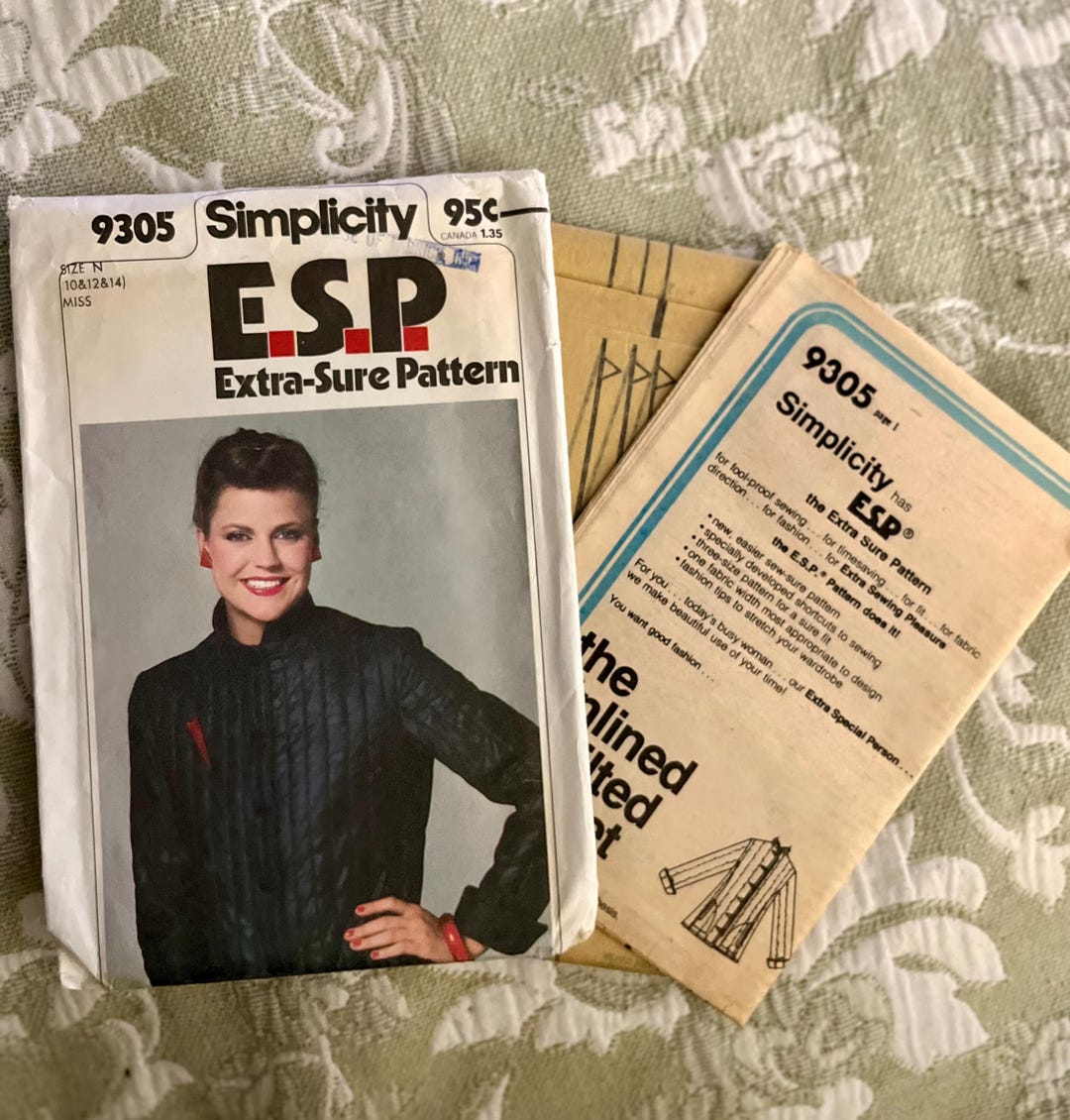 Simplicity ESP 9305 Quilted Jacket Vintage Sewing Pattern Year 1979 ...