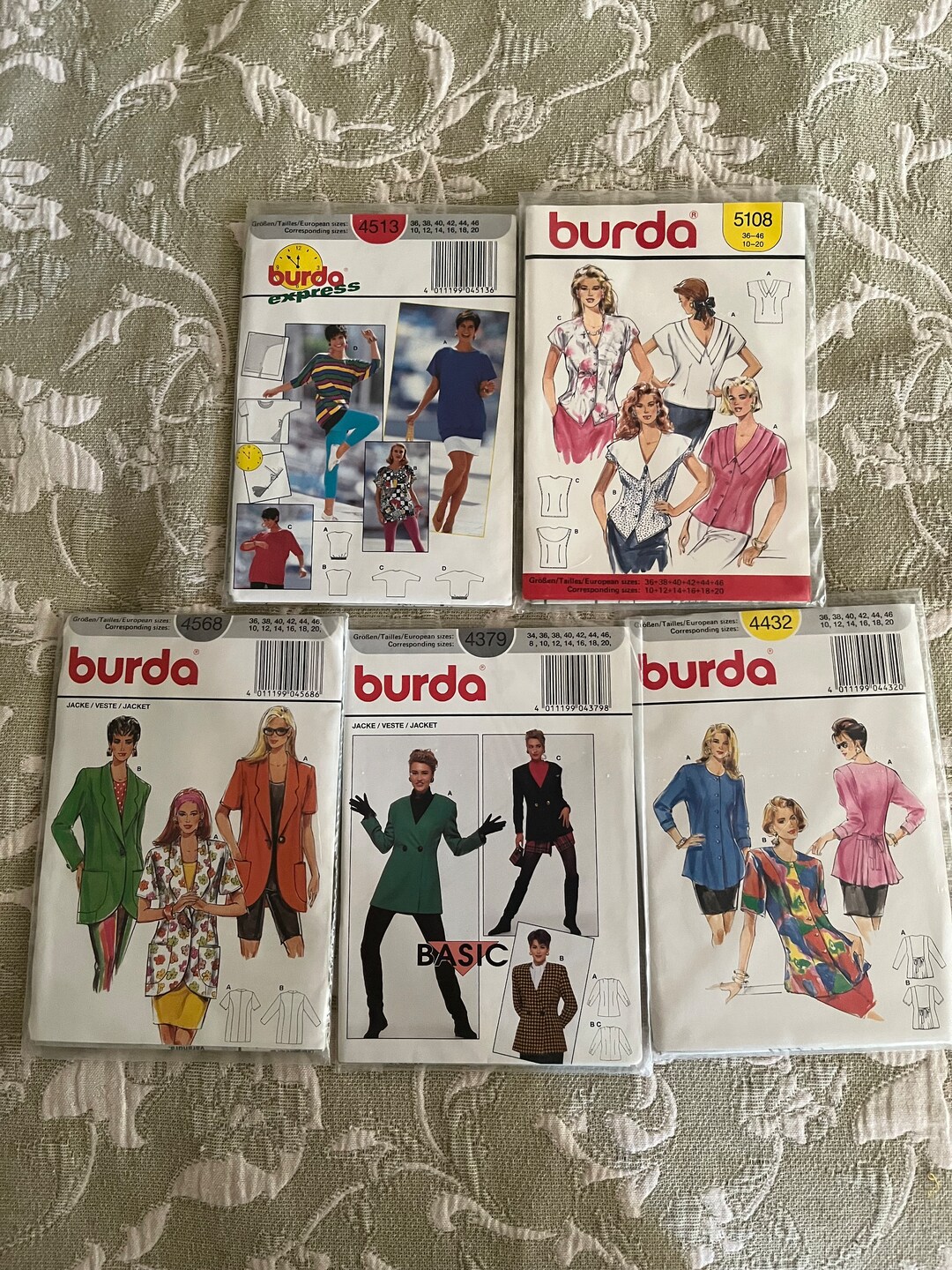 5 Burda Patterns Uncut Vintage 90s Patterns in Packaging All Sz 10 12 ...