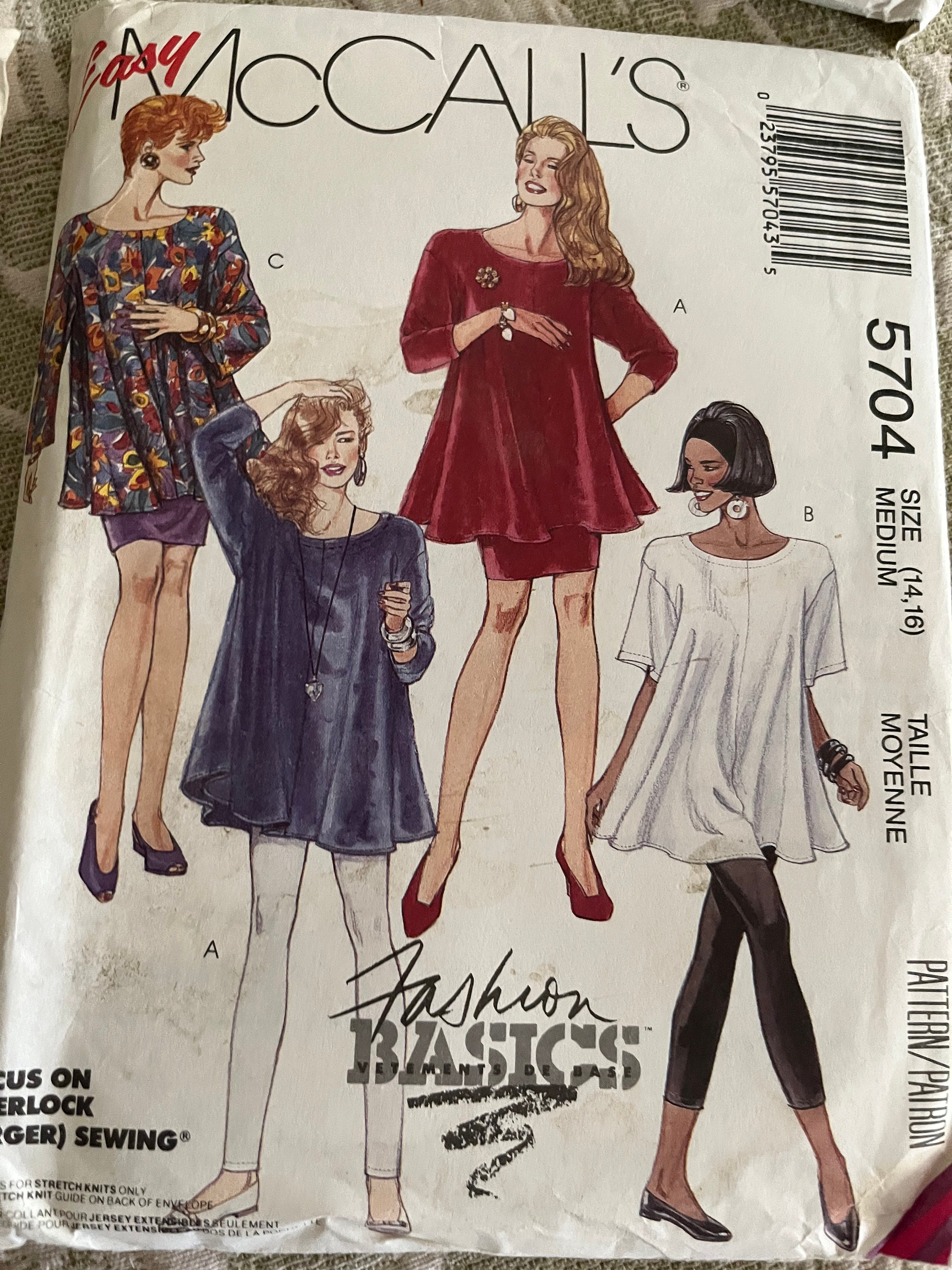 6 Vintage 90s Sewing Patterns Uncut Envelopes Tattered All Inside ...