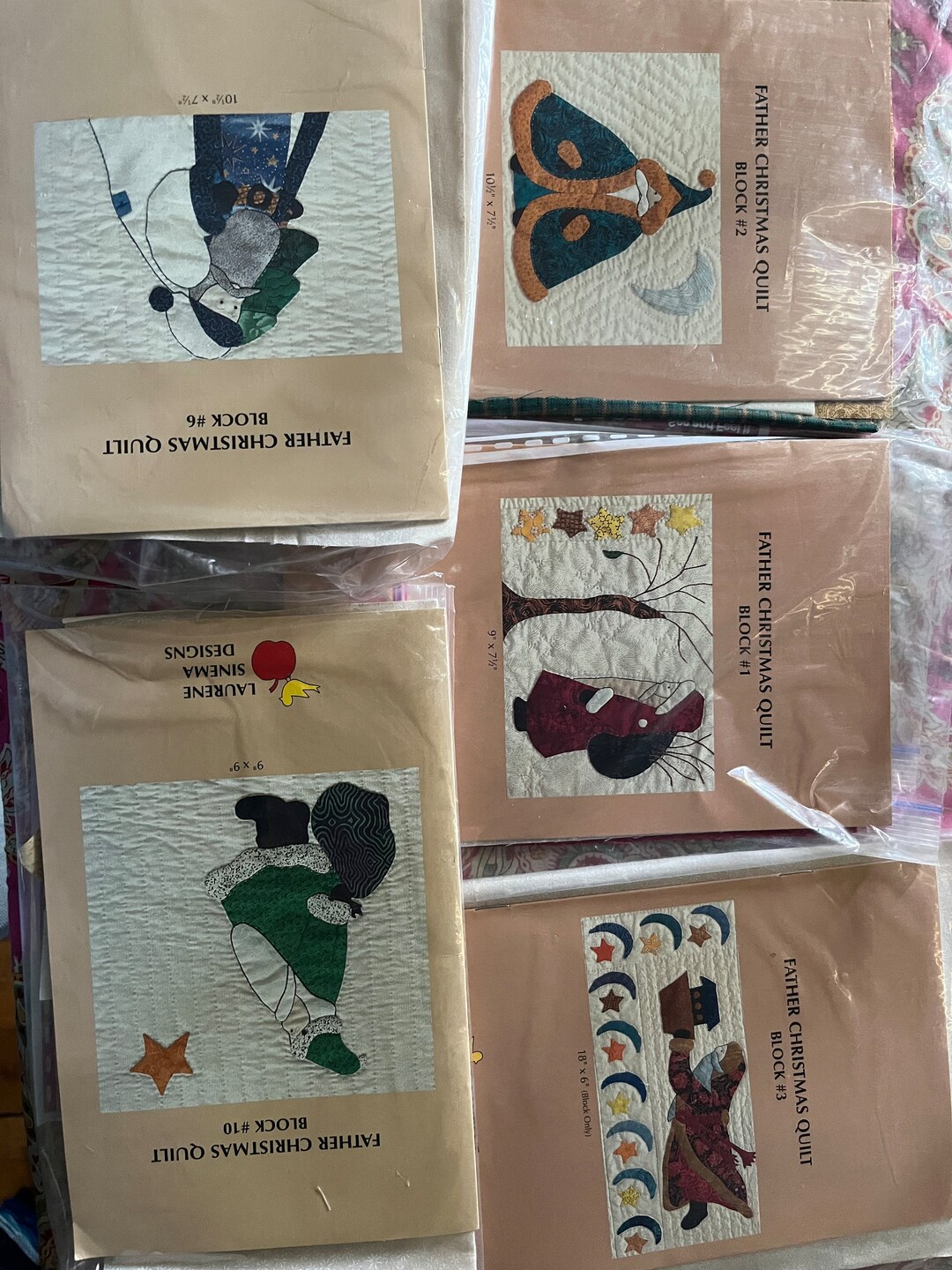 Vintage Father Christmas Quilt Block Patterns With Fabric (set of 8) - Etsy