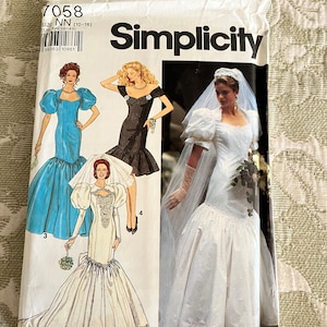 Vintage Wedding Dress Formal Prom Simplicity Sewing Pattern No 7058 Sz ...