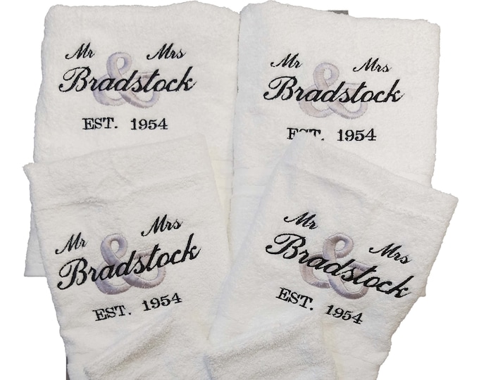 Personalised Wedding Towel Set Bath Towel Set Mr & Mrs | Etsy UK