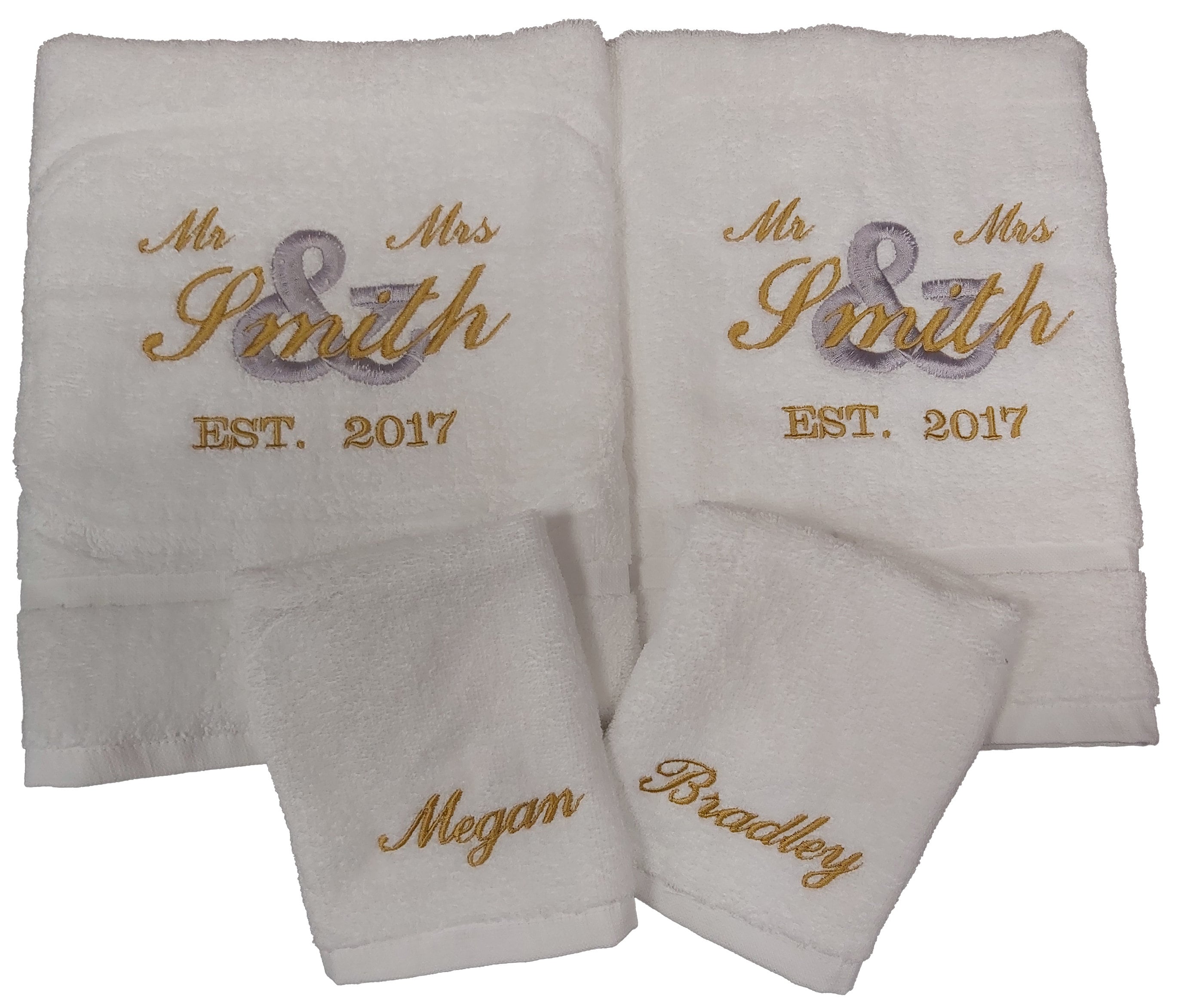Personalised Wedding Towel Set Bath Towel Set Mr & Mrs | Etsy