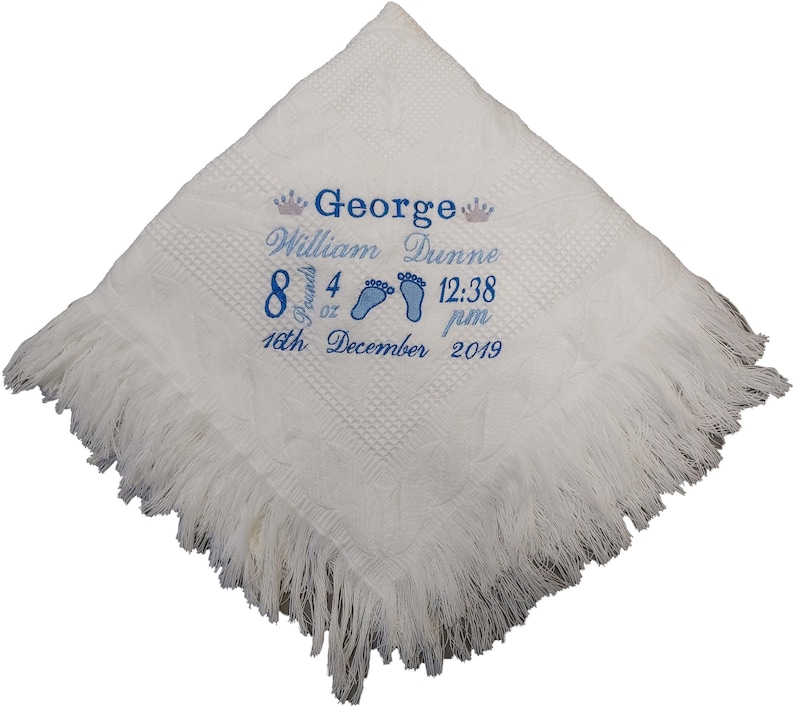 Personalised Baby Shawl Blanket Embroidered With Babies Birth Details ...