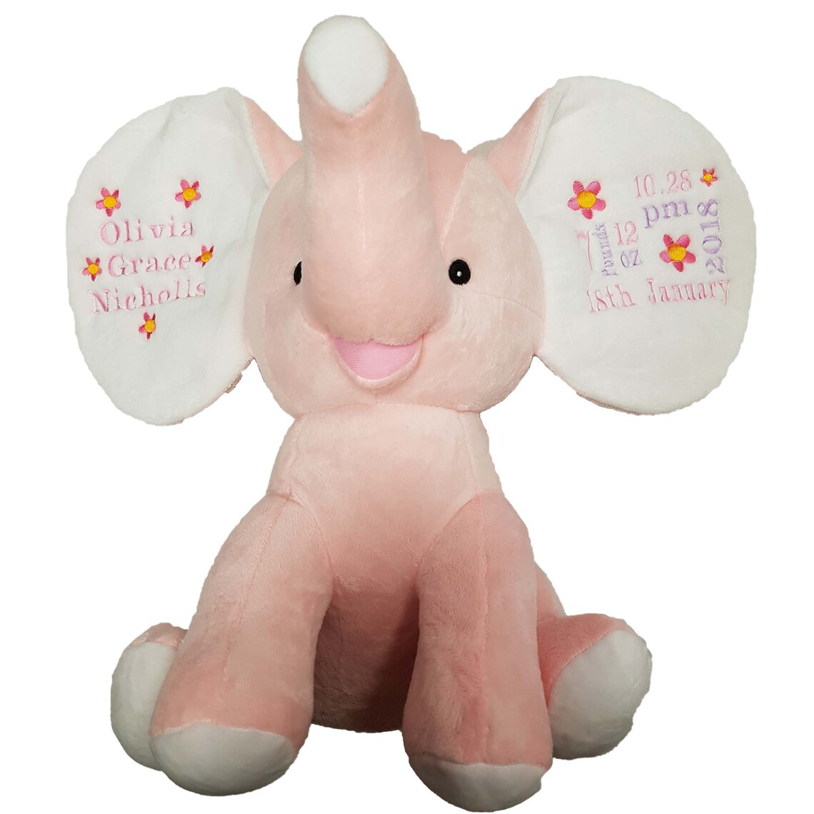 Personalised Elephant Teddy Pink Dumble Cubbies Elephant - Etsy