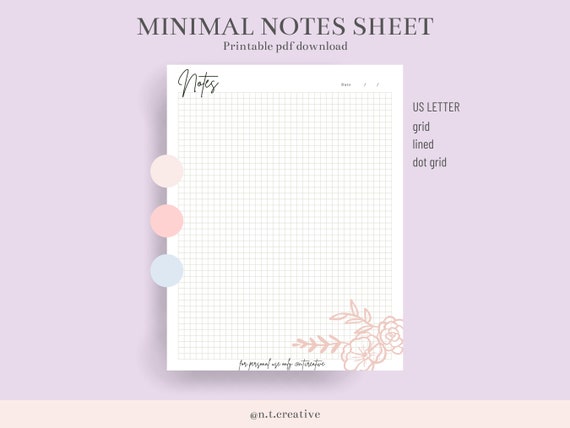 Minimalistic Notes Notes Page Printable Notes Notepad - Etsy