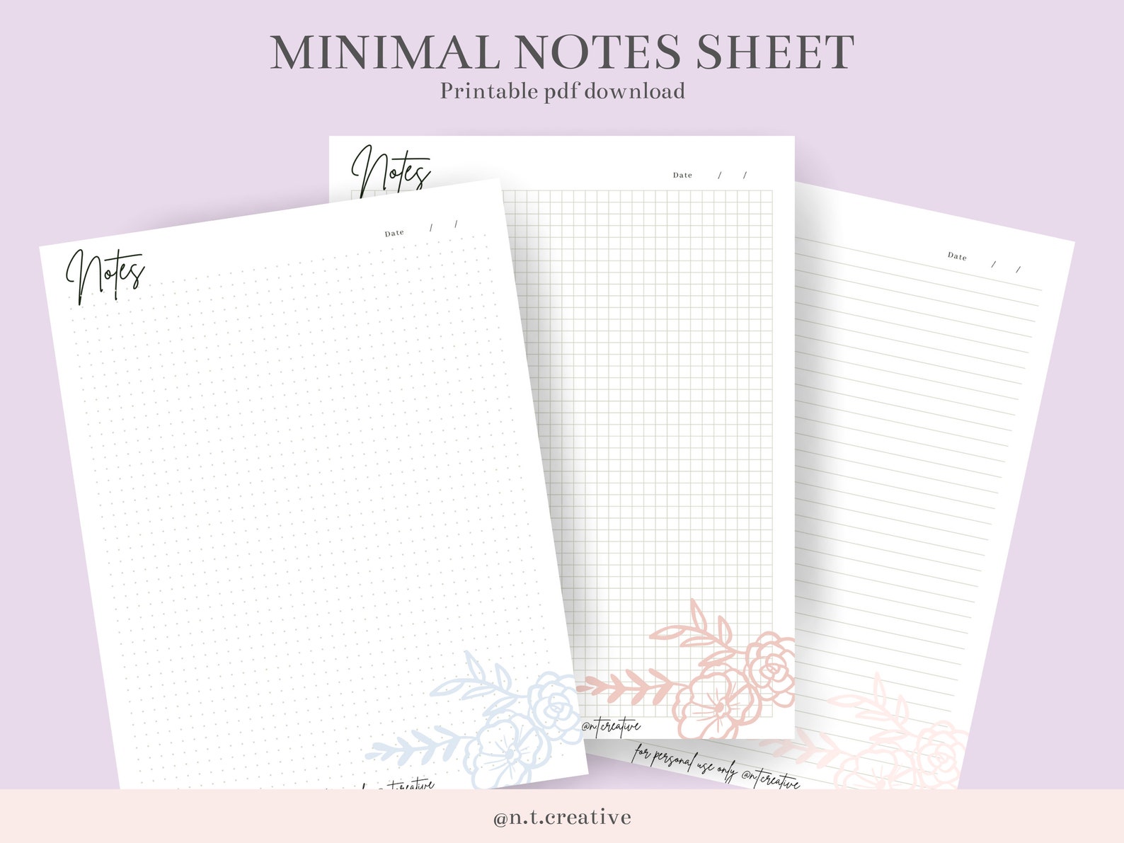 Minimalistic Notes Notes Page Printable Notes Notepad - Etsy