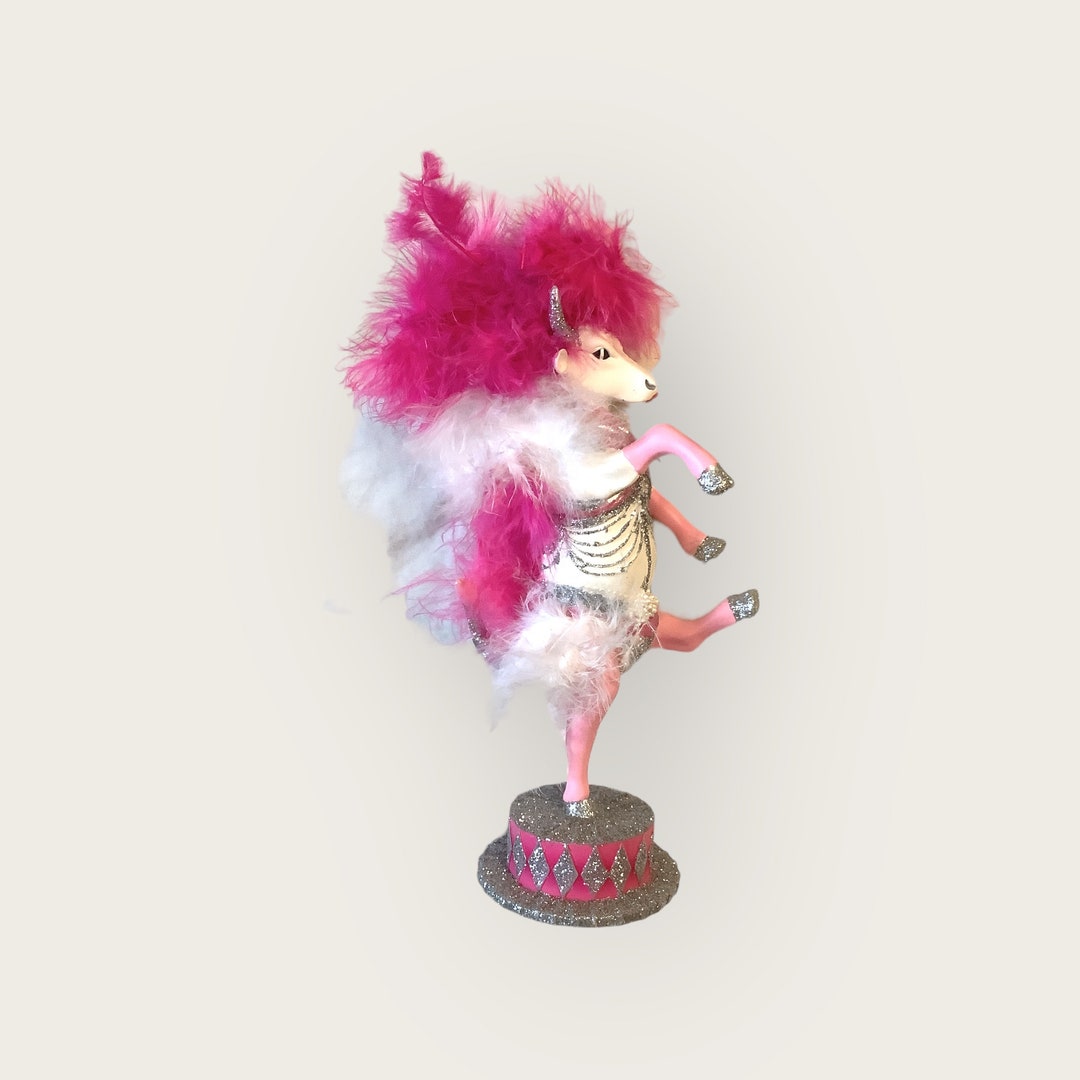 Cow Parade Bovine Las Vegas Showcow Pink Feathers Glitter Collectible ...