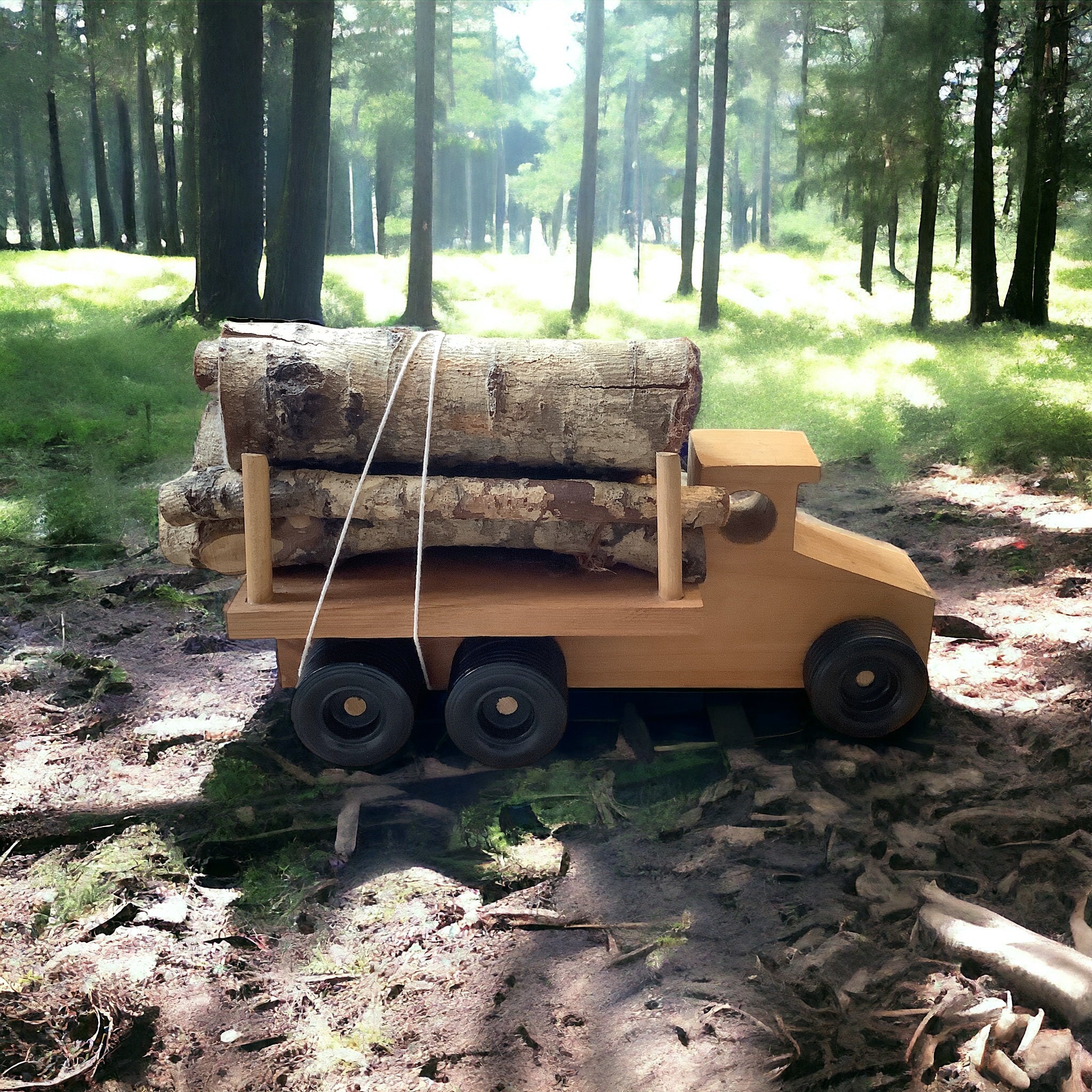Vintage Toy Logging Truck, Wood Truck, Wood Toy, Pretend Play, Truck ...