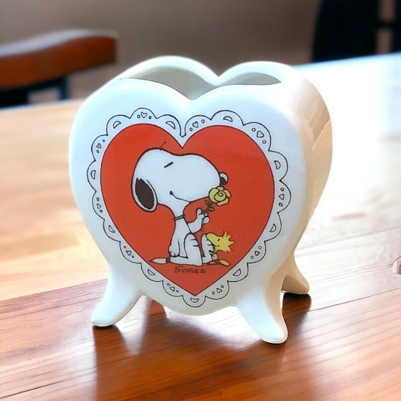Peanuts Character Snoopy and Woodstock Vase Flower Pot, 1958, 1965 ...