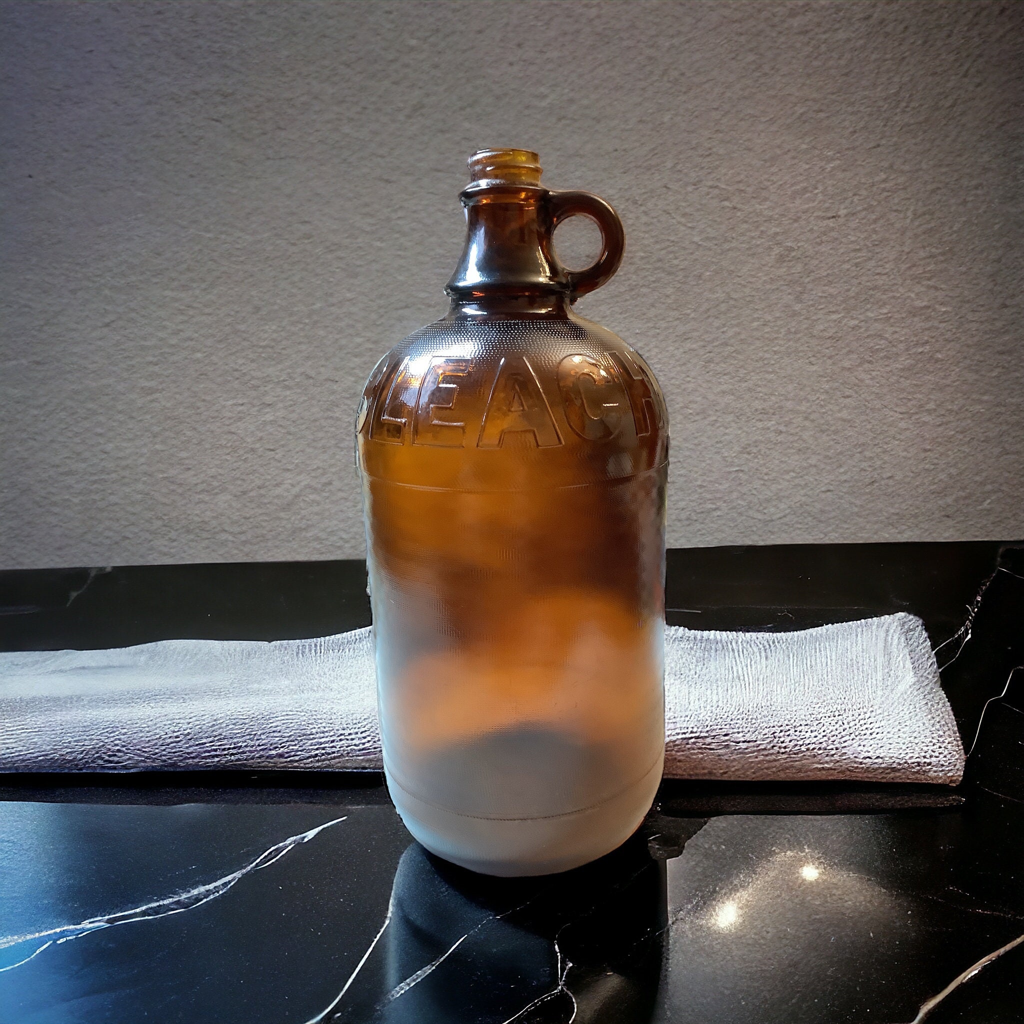 Vintage Amber Glass Bleach Bottle 1960s, Gift for the Collector ...