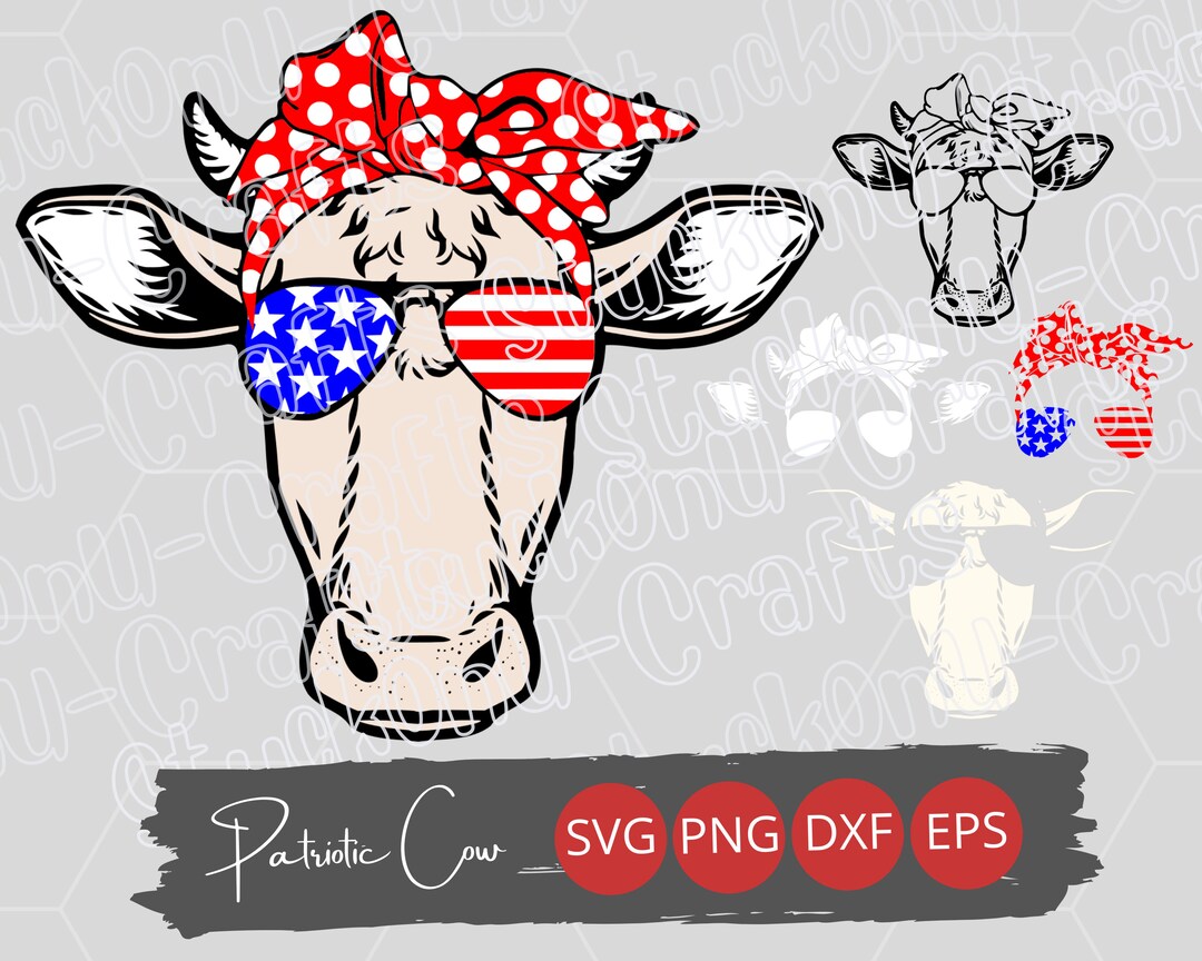 American Patriotic Cow Cut File, Cow SVG, 4th of July Cow, PNG ...