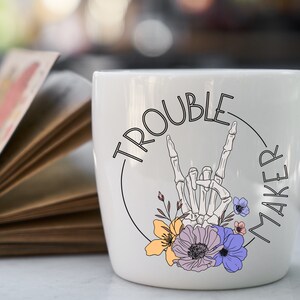 Trouble Maker SVG, Floral Skeleton Humor PNG, Printable, Clipart ...