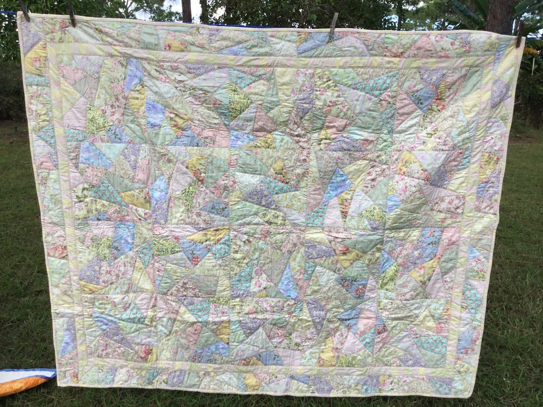 Pastel Embroidered Crazy Quilt - Etsy